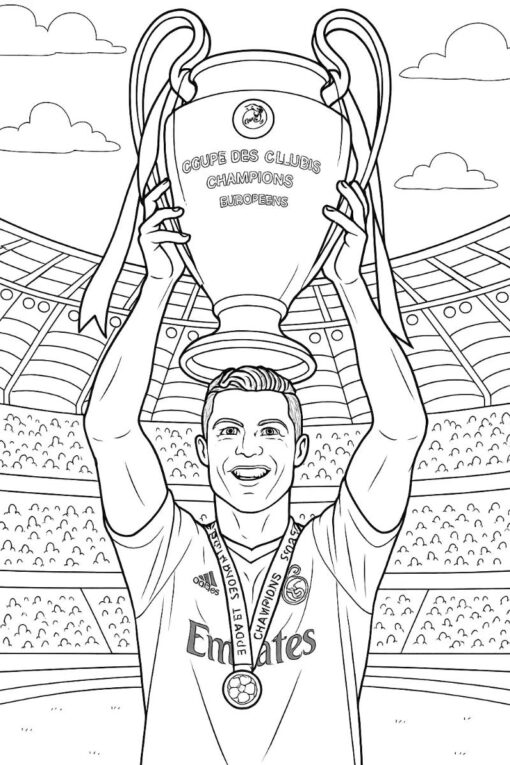Tranh tô màu Ronaldo đẹp cho bé – Bộ sưu tập dễ in 2025